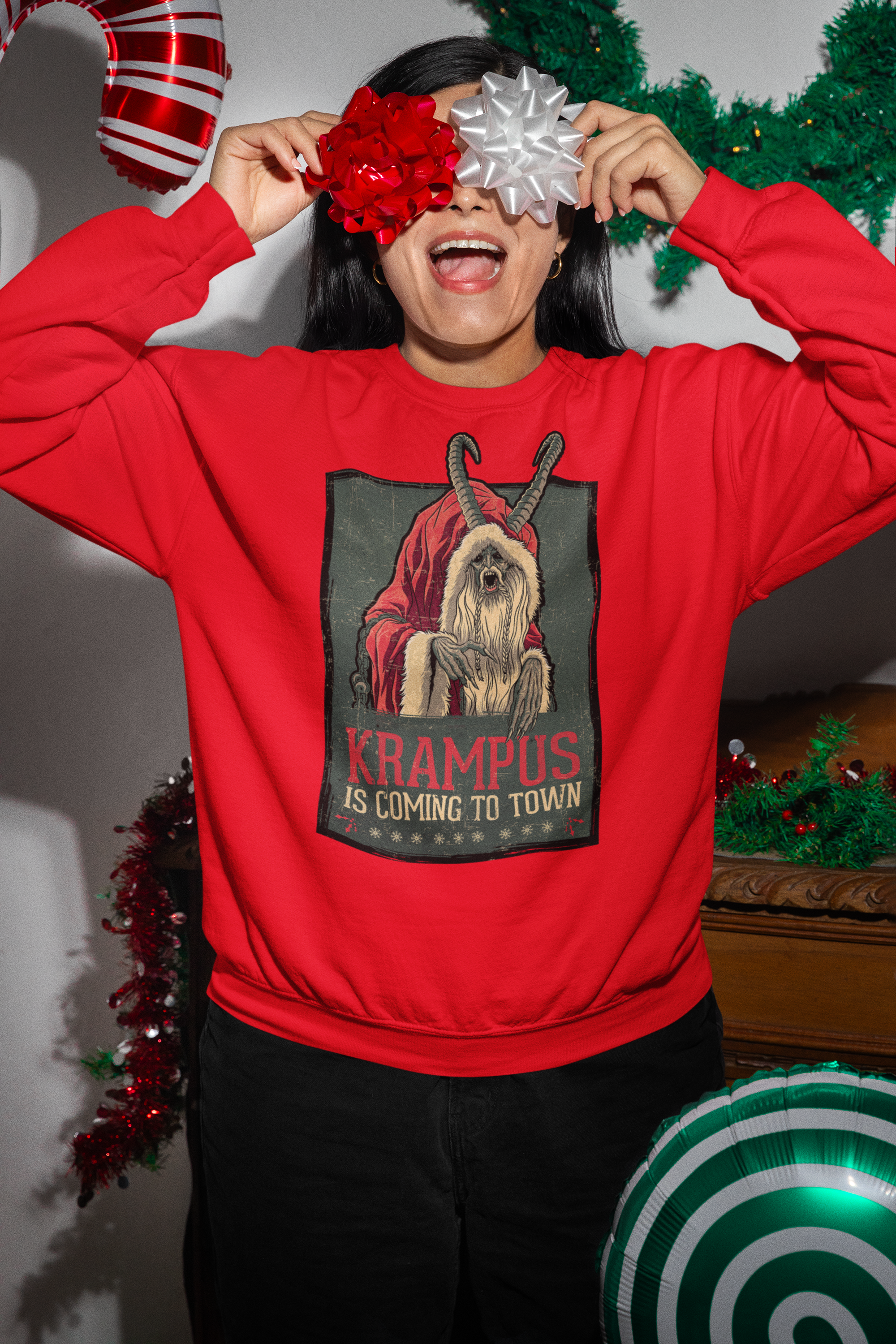 Krampus Poster Vintage Official Unisex Sweatshirts (Red) – Urban Species