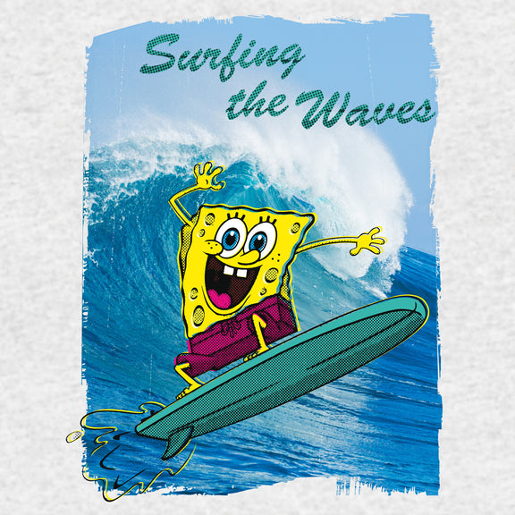 SpongeBob SquarePants Surfing Official Kid's T-Shirt (Heather Grey ...