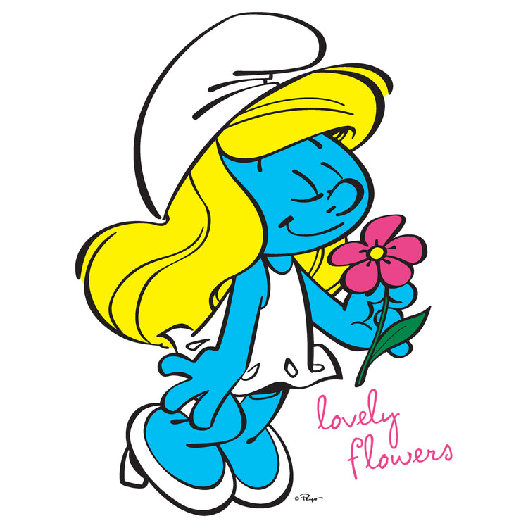 The Smurfs Smurfette Character Flowers Official Sweatshirt (Heather Gr ...
