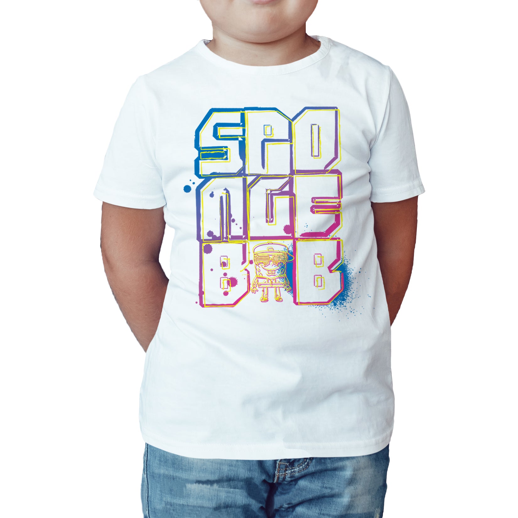 SpongeBob SquarePants Stencil Official Kid's T-Shirt (White) – Urban ...